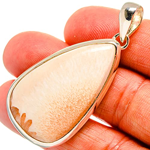 Ana Silver Co Scolecite Pendant 2 1/4" (925 Sterling Silver) - Handmade Jewelry, Bohemian, Vintage PD25266