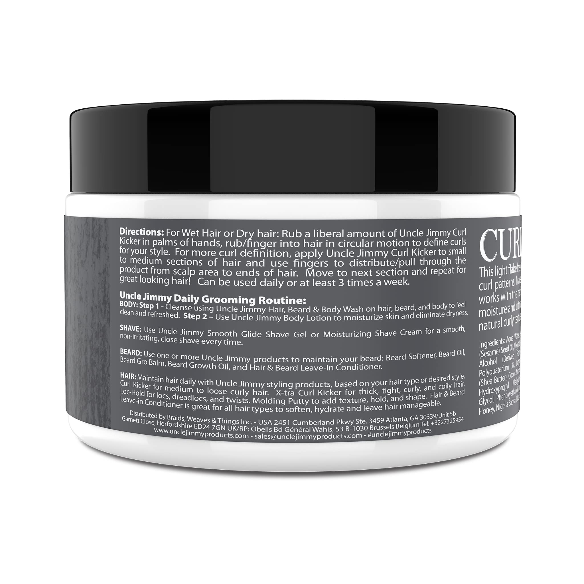 Uncle Jimmy Curl-Kicker Hair Cream for Men - Medium Hold Forming Cream - Flake Free Hair Styling Cream with Black Seed Oil and Honey 8 Fl Oz