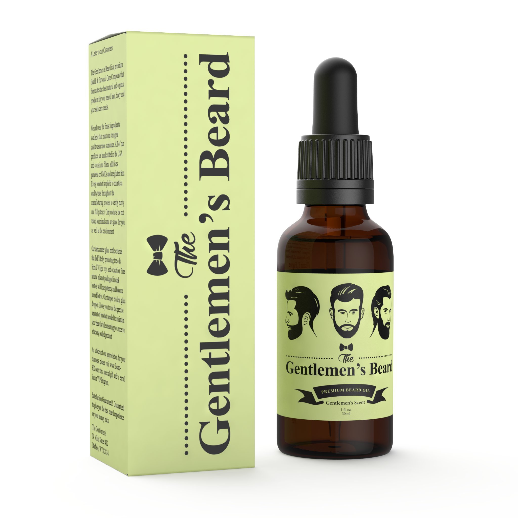 The Gentlemen's Beard Premium Beard Oil - Gentlemen's Scent - Conditioner Softener - All Natural - Softens, Strengthens and Promotes Beard & Mustache Growth - Leave In Conditioner