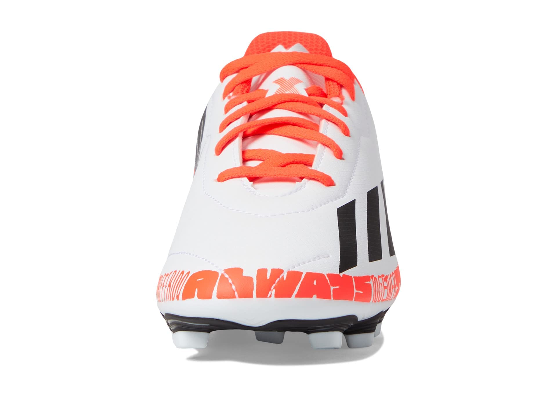 adidas X Speedportal Messi.4 Indoor Soccer Shoe, FTWR White/Core Black/Solar Red, 4.5 US Unisex Big Kid