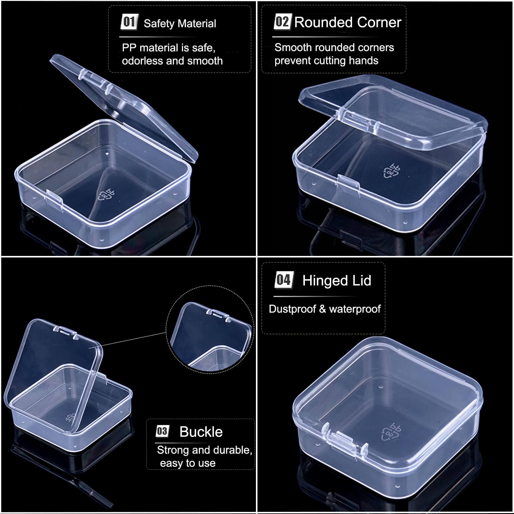 Bead Organizer Box, 30Pcs Small Clear Plastic Bead Storage Containers, 1 Craft Storage Box with Hinged Lid, 42 Labels, Mini Box for Jewelry Making DIY Bracelets Beading Nails Screws Seeds Small Parts