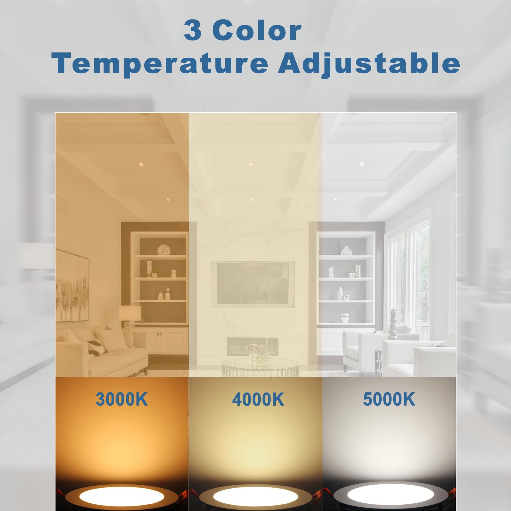 ANC 12 Inch Ultra Thin Square LED Recessed Lighting, 3000K-4000K-5000K Color Temperature Options, 24W 1900Lm Dimmable LED Downlight, Canless LED Recessed Light, IC & Damp Rated 4 Pack