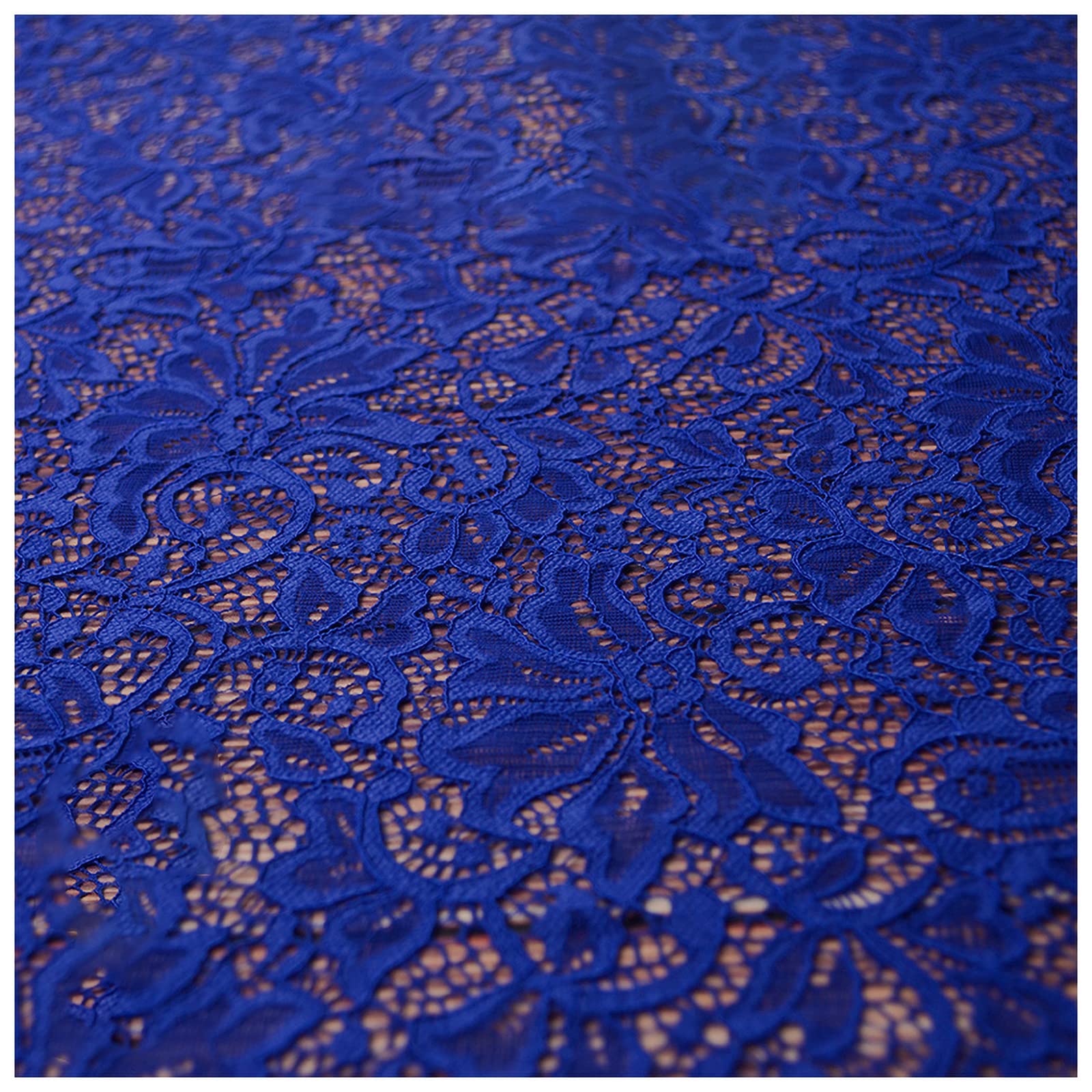 Lace Fabric for Dressmaking for Floral Bridal Wedding Dress Flower Fabric Table Cloth DIY Crafts Clothing Curtains 150 Cm Wide Sold by The Meter(Color:Royal Blue)