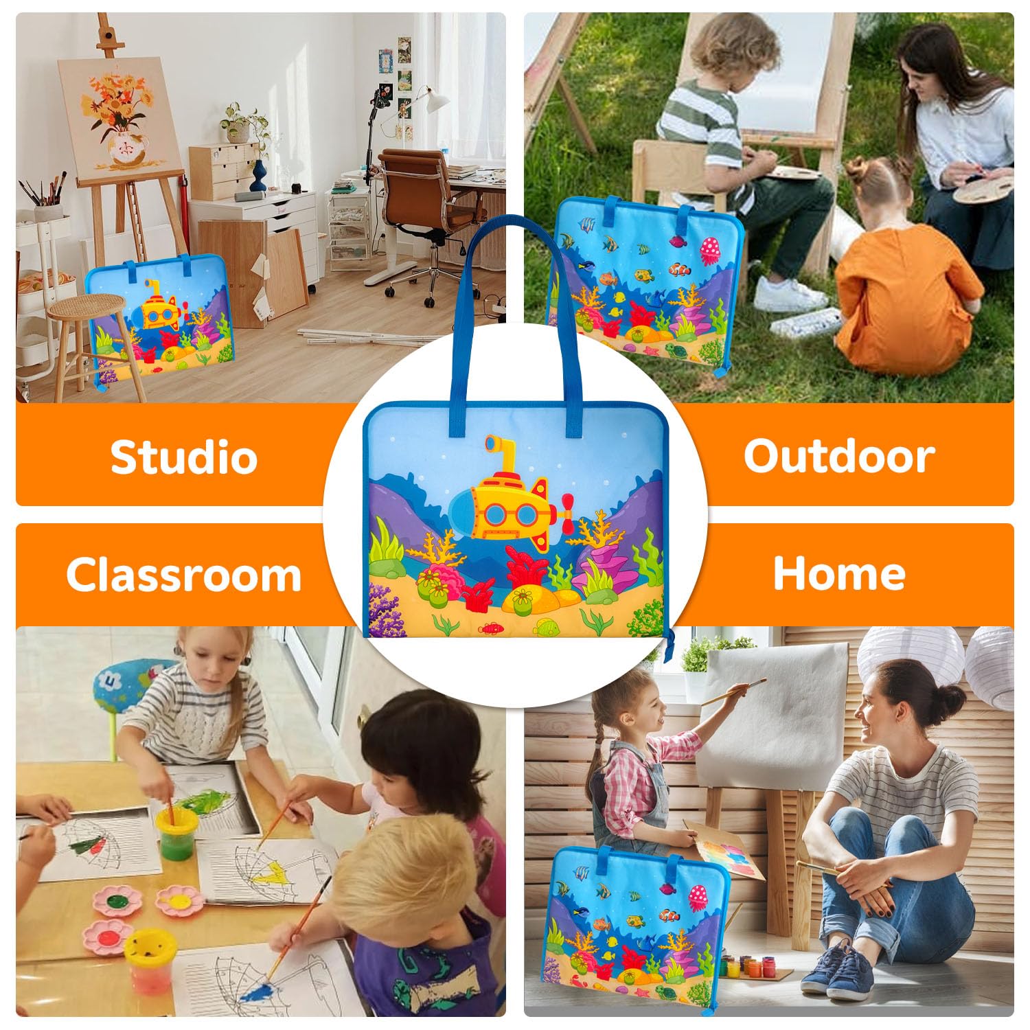 Boczif Art Portfolio Tote Bag, Art Portfolio Case 18ββ x 14β for Kids and Students Organization, Art Storage Carrying Case for Paint Pen Artwork Sketch Drawing Paper Drawing Pads Supplies