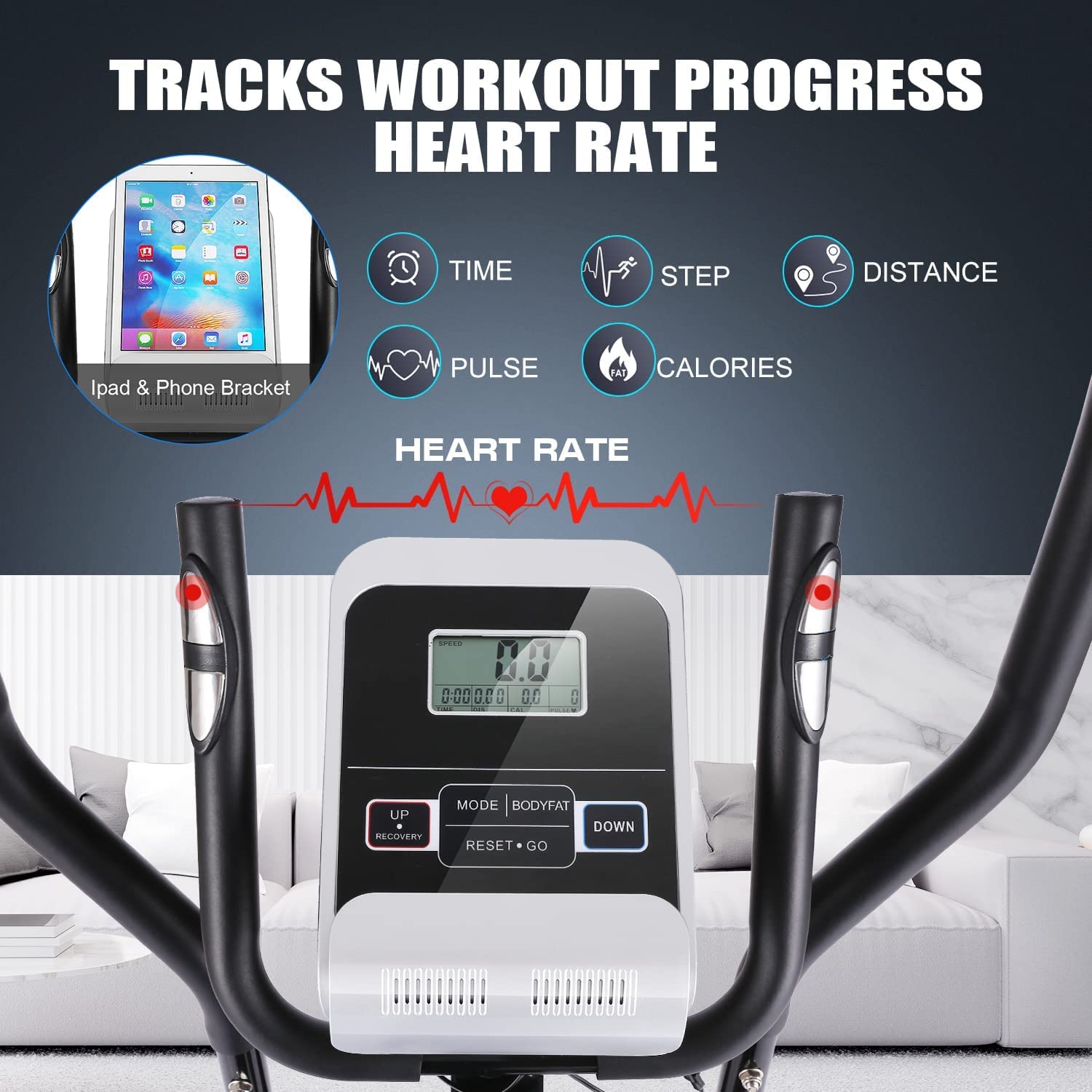 ANCHEER APP Elliptical Machine, Elliptical Trainer with 10 Levels of Magnetic Resistence