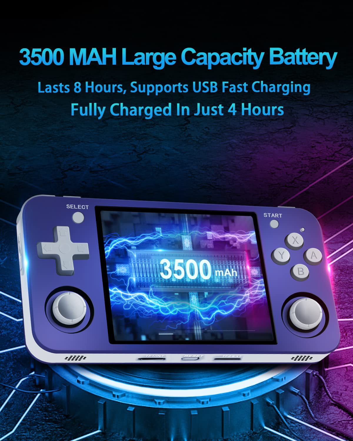 RG351P Handheld Game Console, Retro Game Console Open Linux System 3.5 Inch IPS Screen, Portable Game Console with 64G TF Card and 2500+ Video Game Classic Games 3500mAh Battery (Purple)