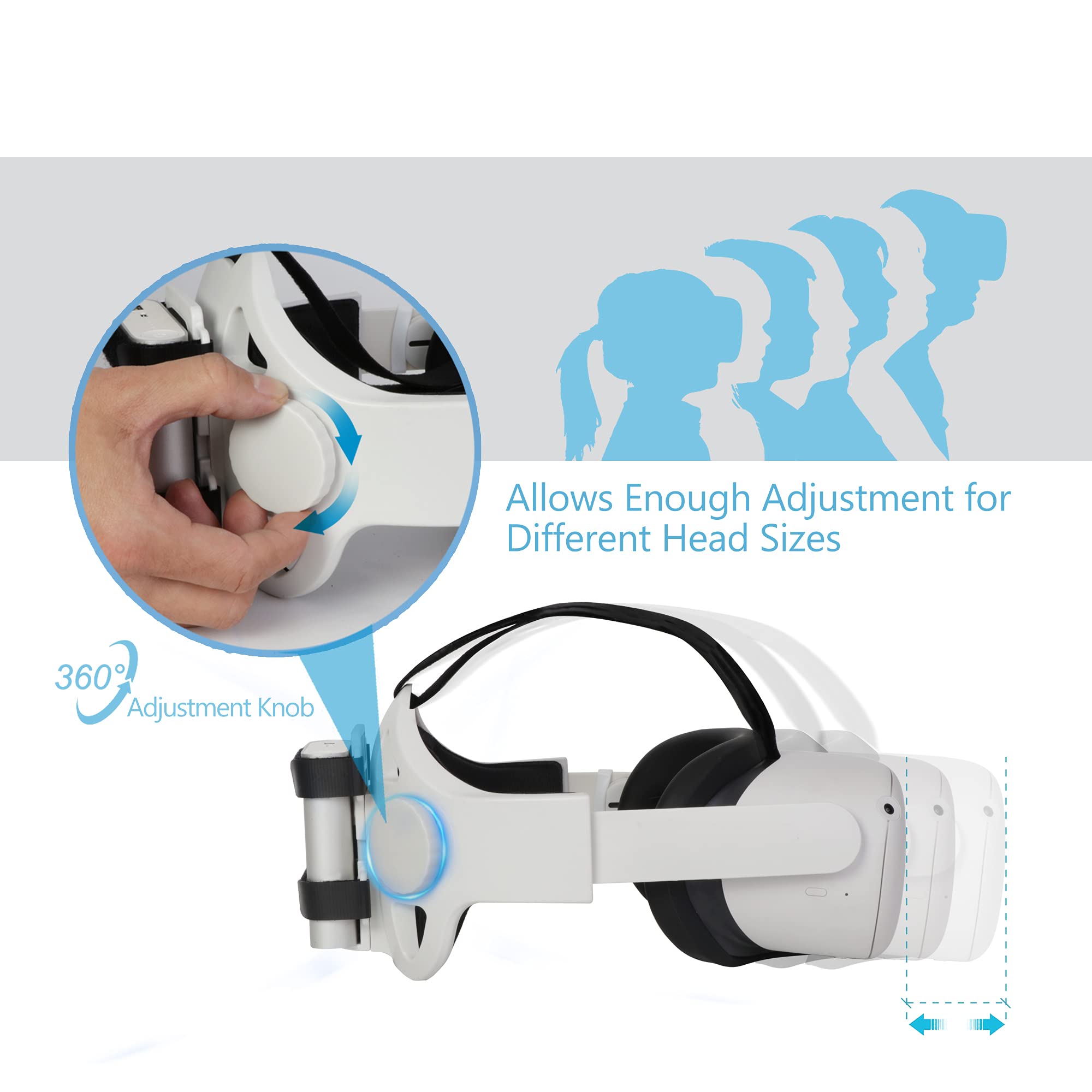 Adjustable Head Strap for Oculus Quest 2 JSVER Quest 2 Elite Strap Replacement, Oculus Quest 2 Accessories Head Strap with Battery Strap with Battery Pack Bracket