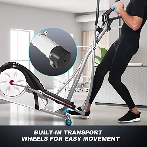 ANCHEER Elliptical Machine for Home Use, Magnetic Elliptical Training with Pulse Rate Grips and LCD Monitor, Smooth Quiet Driven for Home Gym Office