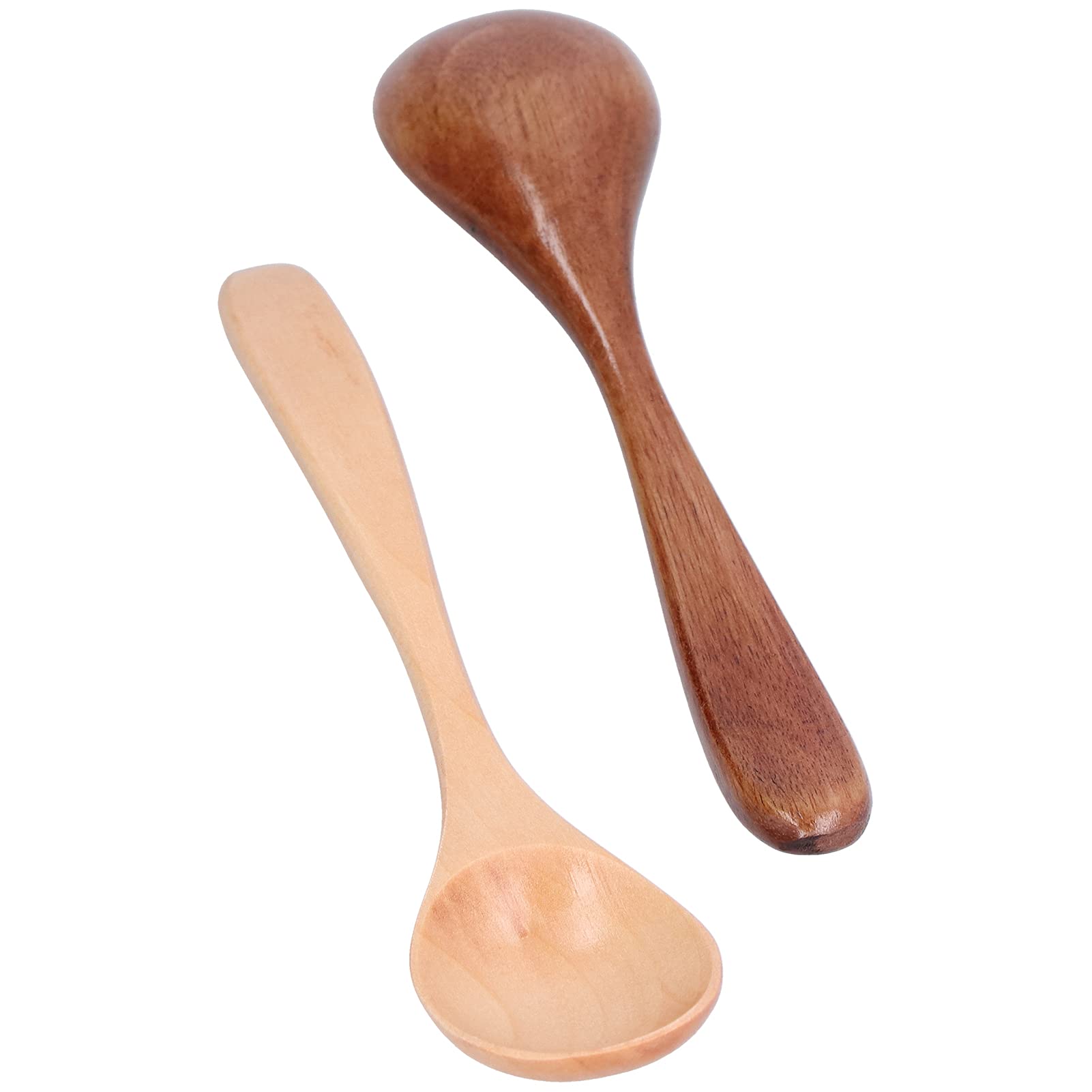 Actaday Cooking Utensils 2Pcs/Set Wooden Spoon with Curved Handle Mixing Scoop for Home Kitchen Kitchenware Restaurant
