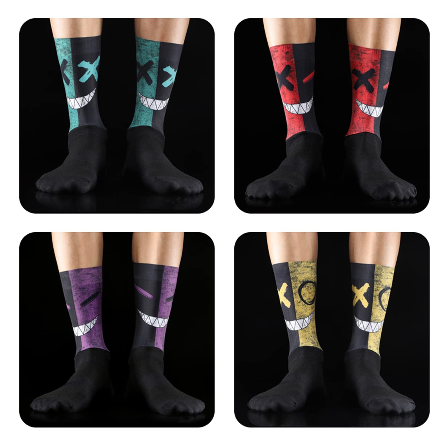 Aero Cycling Socks, Road Mtb Performance Socks, Breathable Crew Bike Socks, Firm Compression Fit, Men & Women (Purple)