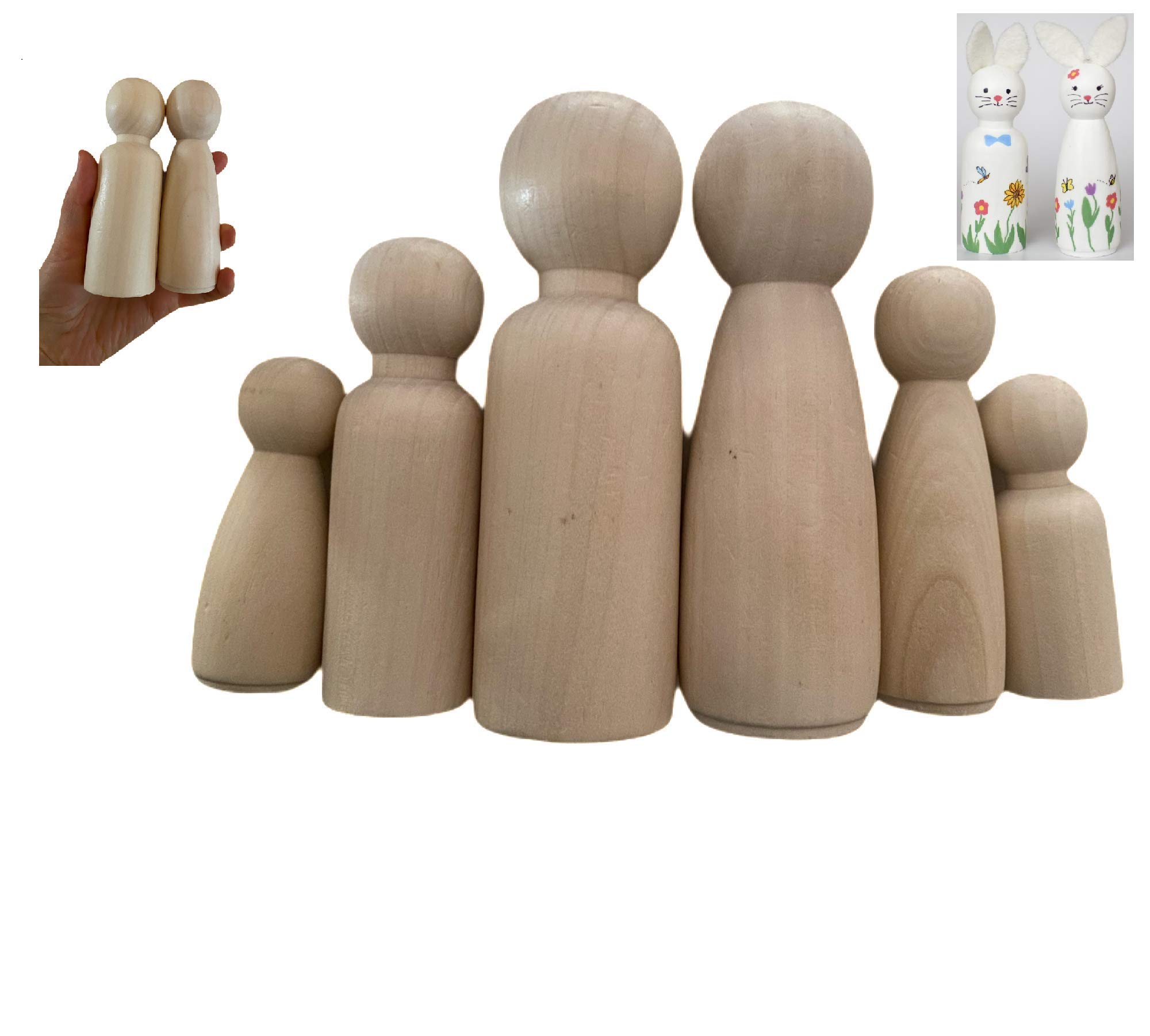 Ellipticus Valley Giant 4-1116 Wood peg Doll, 6 peg People Family, Perfect Size for Artist, Kids, Students Crafting, Gift