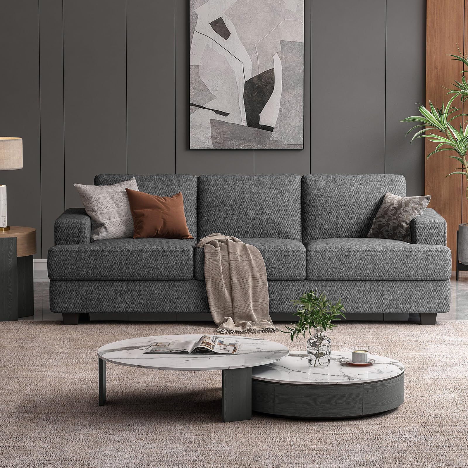 COPIAE 70” Loveseat Couches for Living Room, High Resilience Deep Seat Sofa, Wooden Frame 2 Seat Sofa Couch with Suppleness Armrests& Linen Fabric Cover, Mid Century Modern Comfy Couch for Bedroom