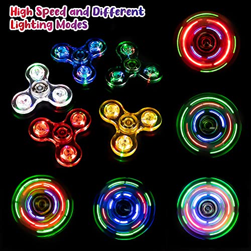 FIGROL 2 Pack Fidget Spinners|LED Light Up Crystal Fidget Spinners for Children|Glow in The Dark Goodie Bag Stuffers Classroom Prizes Return Gifts
