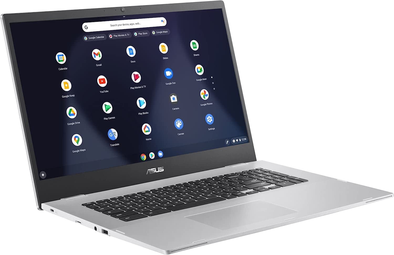 ASUS Chromebook 17.3" FHD Laptop Computer, Intel Celeron N4500 Processor, 4GB LPDDR4 RAM, 32GB eMMC, WiFi 6, Bluetooth 5.2, Webcam, Transparent Silver, Chrome OS, BROAG 64GB Flash Drive