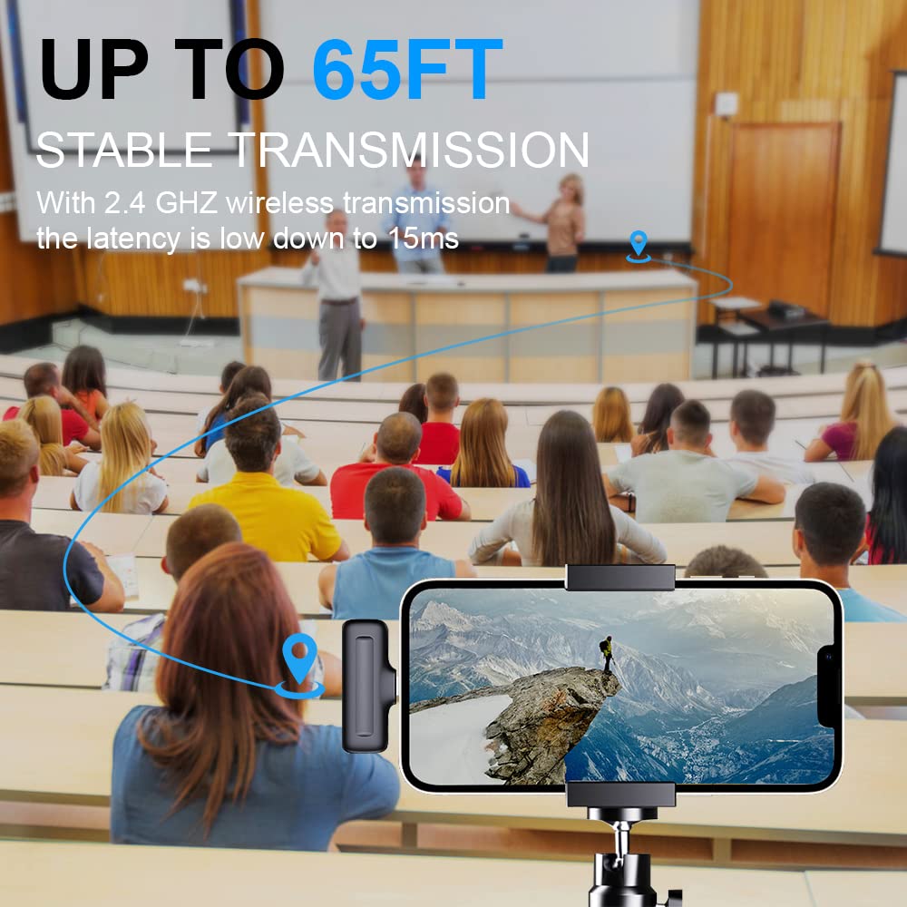 ADOSON Wireless Lavalier Microphone, 2.4GHz Plug-Play Lapel Mic with Charging Case for Recording, YouTube, TikTok, Facebook Live Stream, 3 Level Noise Reduction/Auto Sync