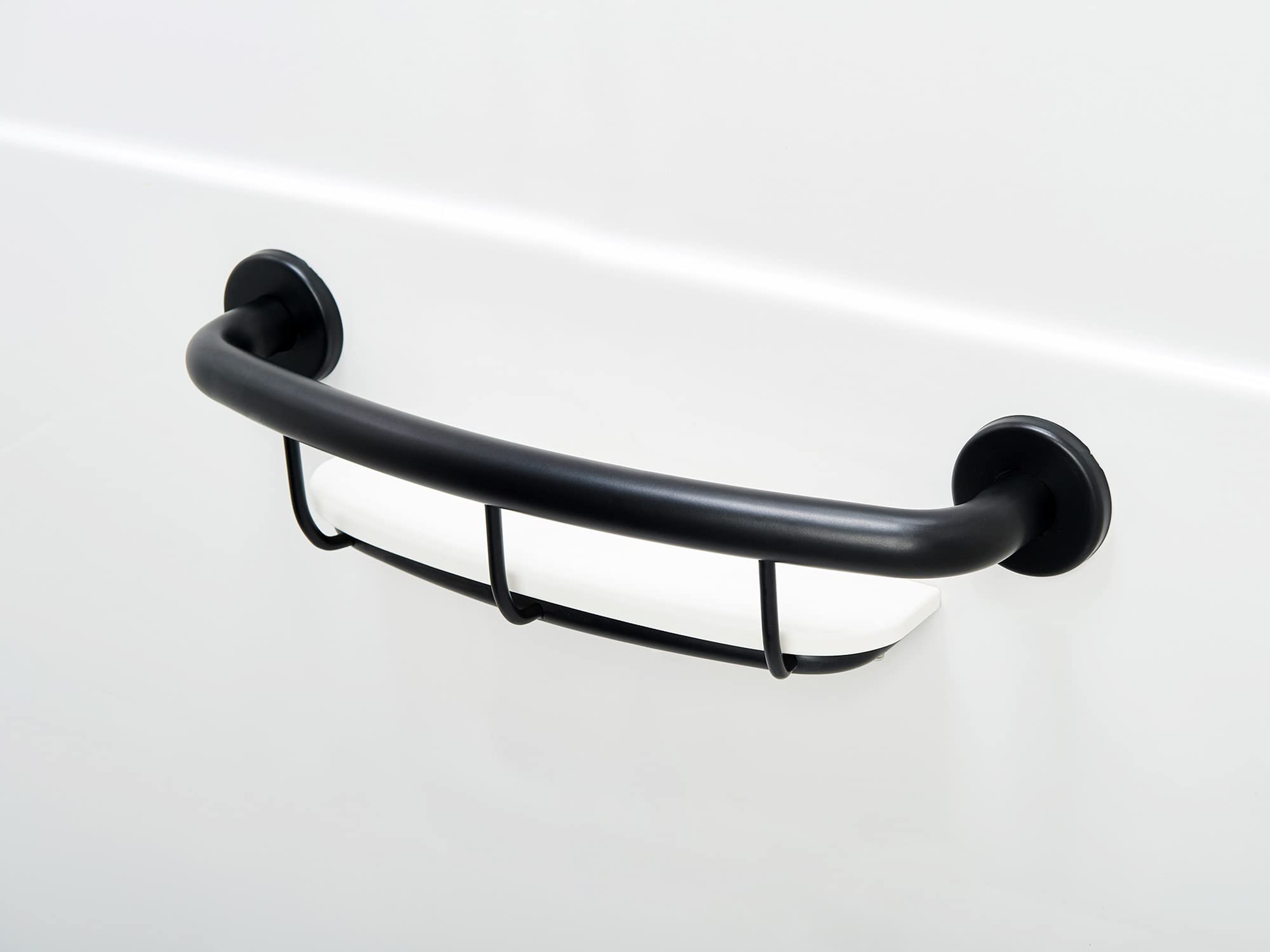 Shelf Grab Bar for Bathroom Shower Tub Kitchen Safety/304 Stainless Steel/Matte Black/ 18" x 5.5"