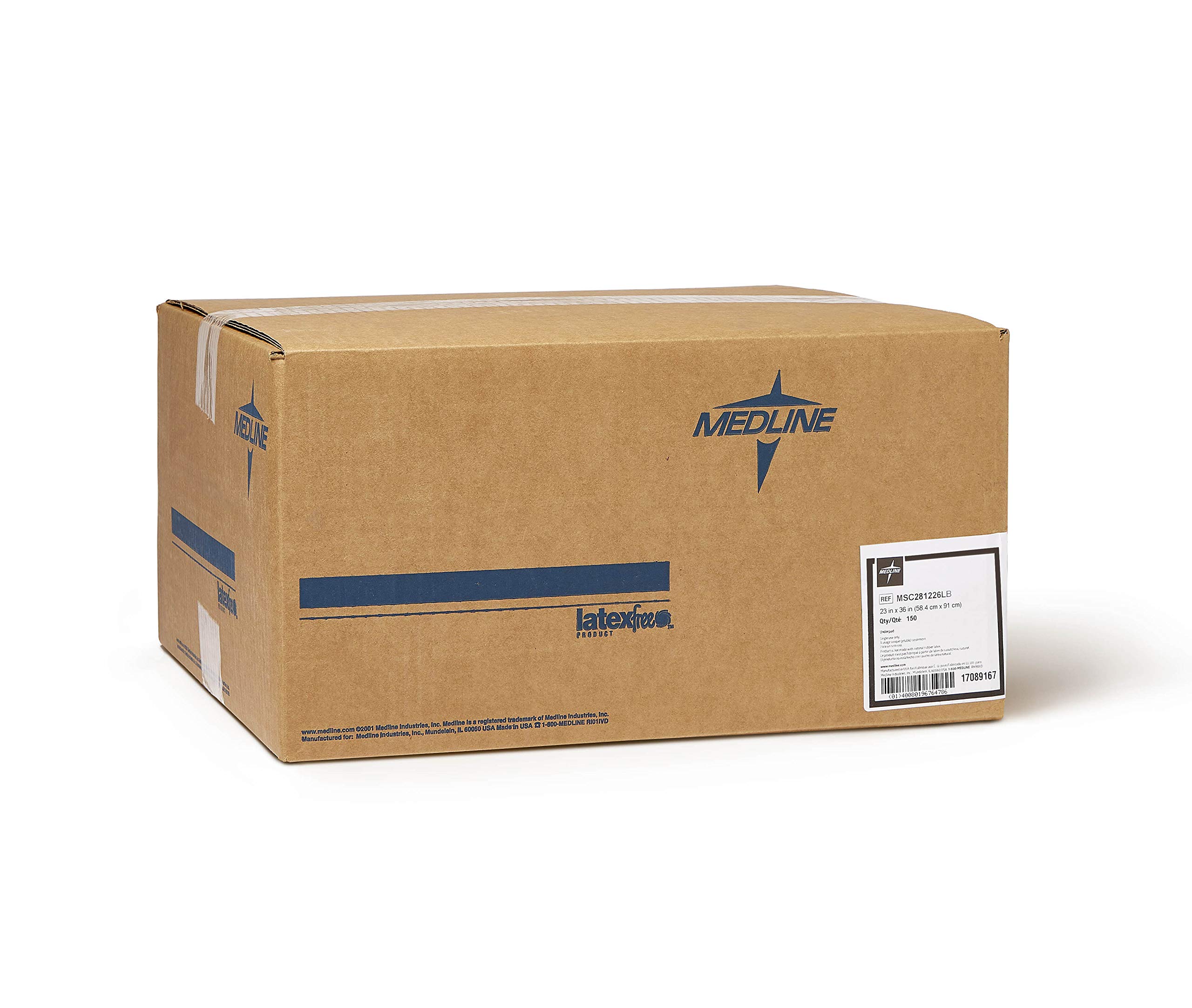 Medline Ultra Lightweight Tissue and Plastic 23” x 36” Disposable Underpad, Great for Changing Table and Surfaces, 150 Per Case, 5 Per Bag