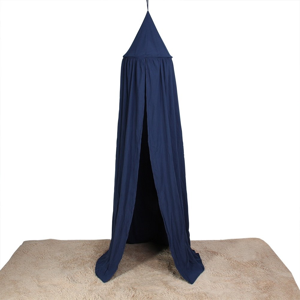 Yosoo Baby Bedding Round Dome Bed Canopy Kids Play Tent Hanging Net Curtain for Baby Kids Reading Playing Sleeping Room Decoration, Dark Blue