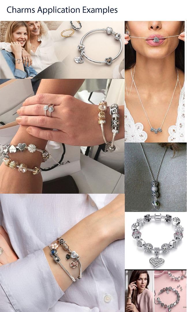 Adabele 1pc Solid Sterling Silver Hypoallergenic Hang In My Love Heart Dangle Bead Charm Compatible with Pandora All Other Charm Bracelet Necklace Women Jewelry EC685