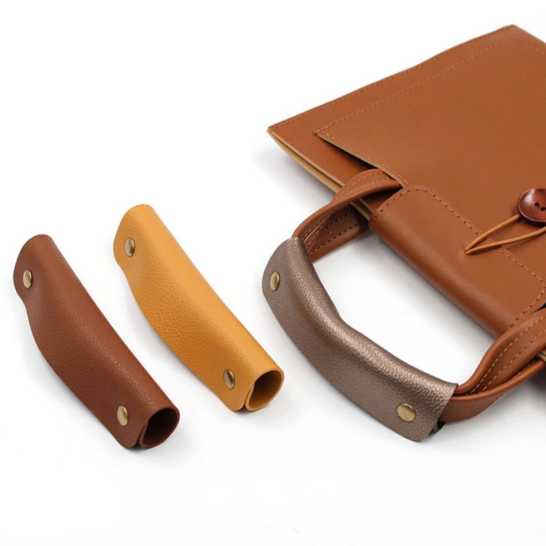 Aebor 6Pcs Handbag Handle Leather Wrap Covers, Leather Handbag Handle Cover Leather Handle Purse Tote Bag Handle Protector Saddle
