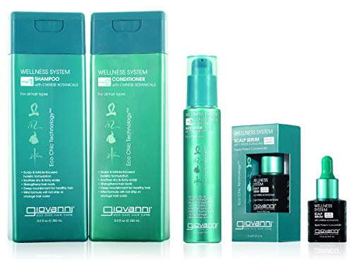GIOVANNI Wellness System Conditioner, 8.5 oz. Chinese Botanicals & Ginseng Soothes Dry & Itchy Scalp, No Parabens, Color Safe, Lauryl & Laureth Sulfate Free