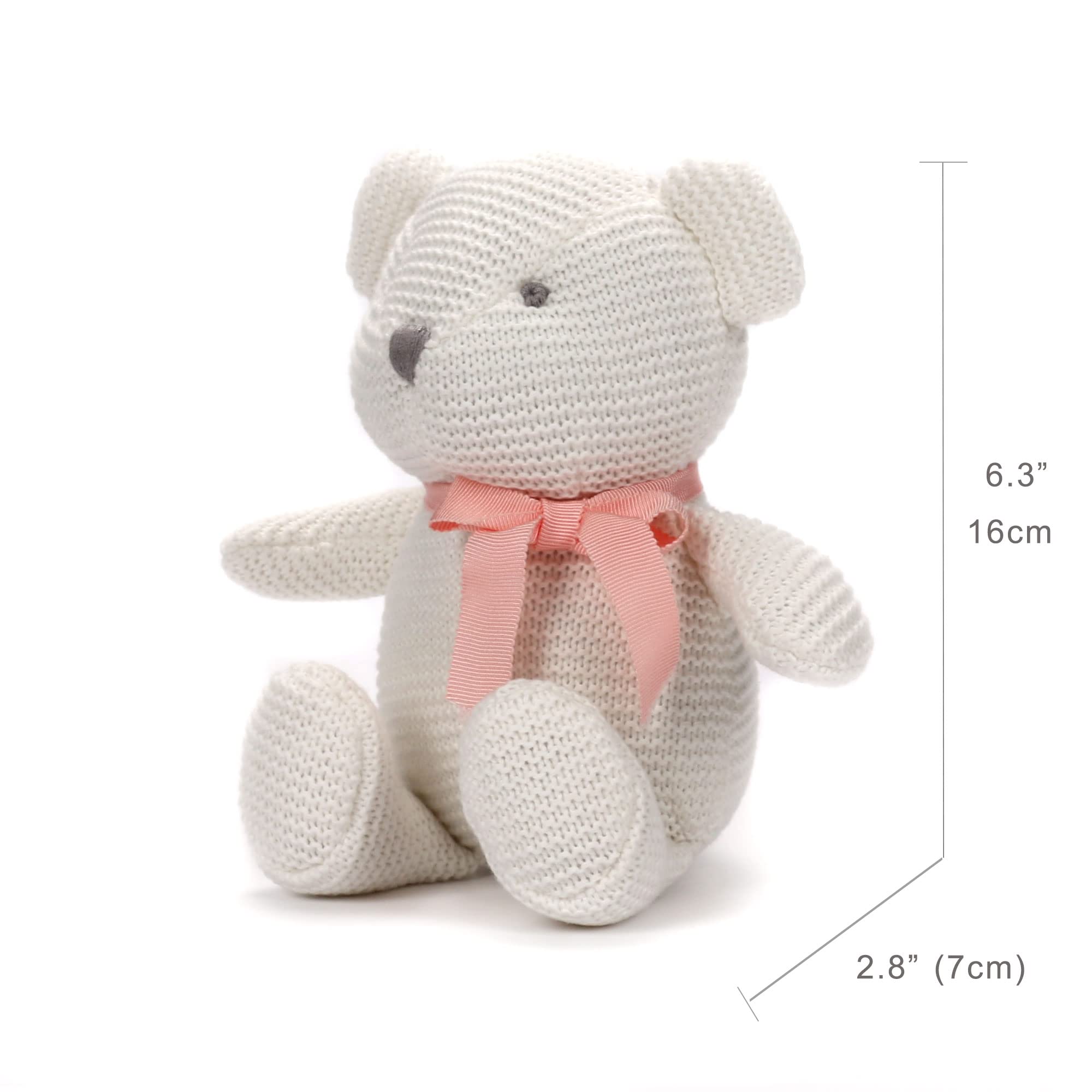 FLUFFYFUN Organic Baby Toys Pink Elephant Stuffed Animals 7.1"