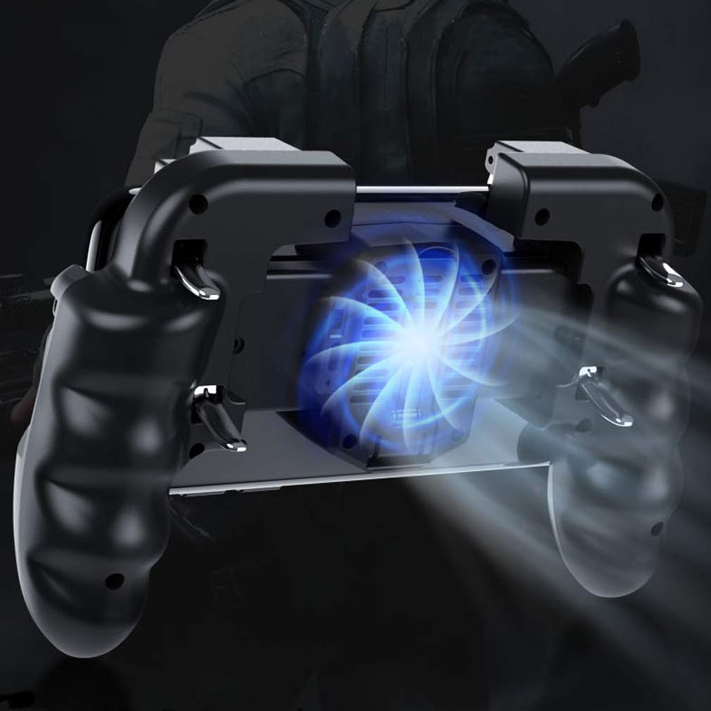 EMISH Mobile Game Controller Gamepad with Power Bank and Cooling Fan Trigger Aim Button L1R1 L2R2 Shoot Joystick for 4.7-6.5" iPhone Android Phone Accesorios (H9)
