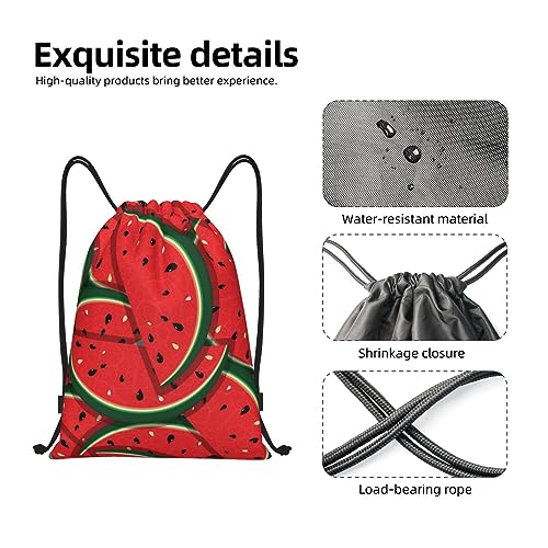Adasomu Red Watermelon Portable Drawstring Bags For Women/Men, Lightweight Drawstring Backpack For Gym Yoga Shopping Trip