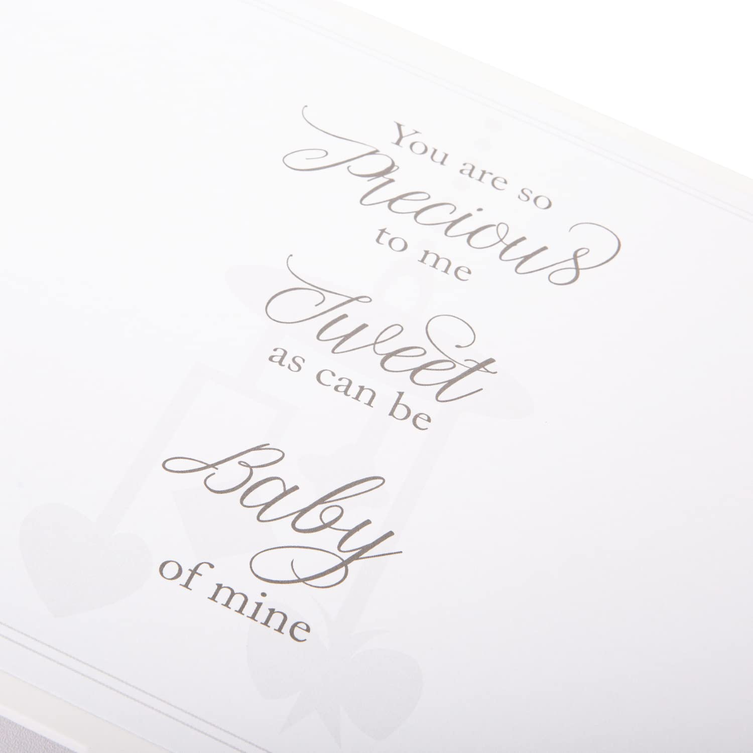 Happy Homewares Beautiful Ivory White Baby Shower Guest Book with Silver Plated Teddy Bear and Stars | 40 Lined Sheets | Luxurious Grey Fabric Ribbon