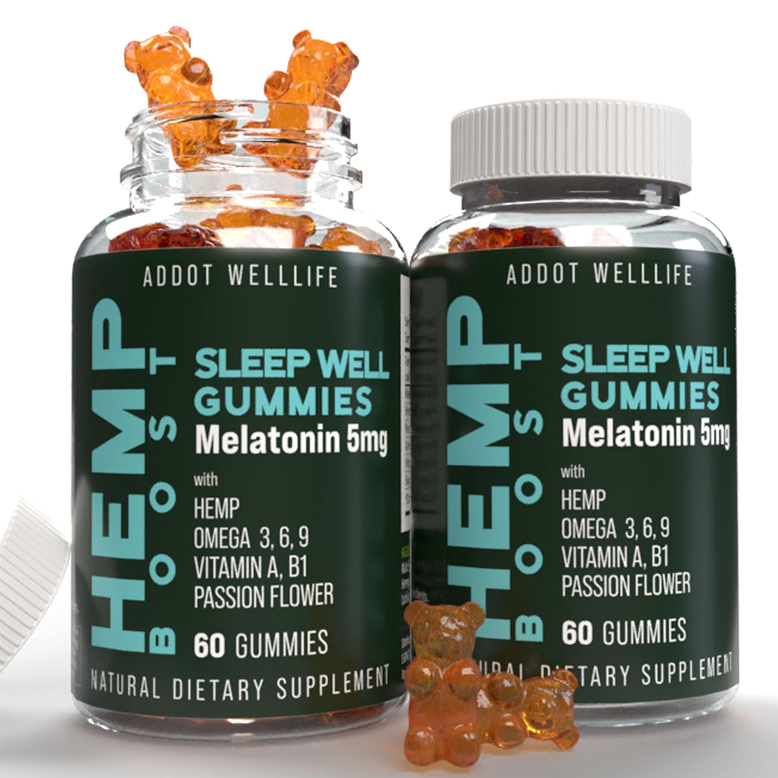 ADDOT Hemp Gummies for Better Sleep and Overall Wellness Welllife - 2 Bottles, 120 Gummies - Vegan, Non-GMO, and Dairy-Free