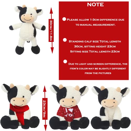 zxmbeddings 11.8" Small Cow Stuffed Animal,Cute Cuddle Cow Plush Party Decor Gifts for Kids