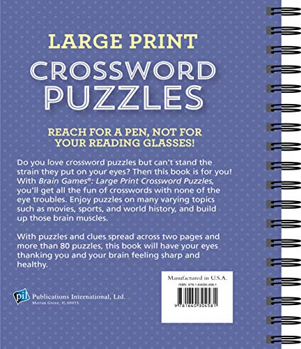 Brain Games - Large Print Crossword Puzzles (Purple)