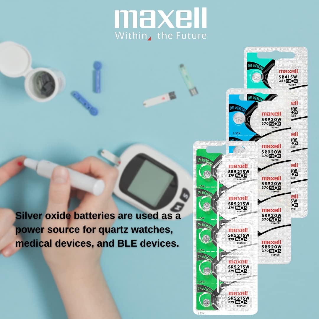 Maxell SR521SW 1.55V Silver Oxide Battery (5Pcs per Pack)