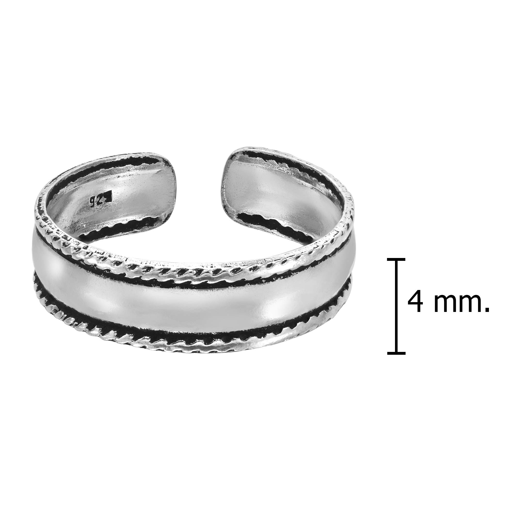 AeraVida Trendy Balinese Plain .925 Sterling Silver Adjustable Toe or Pinky Ring