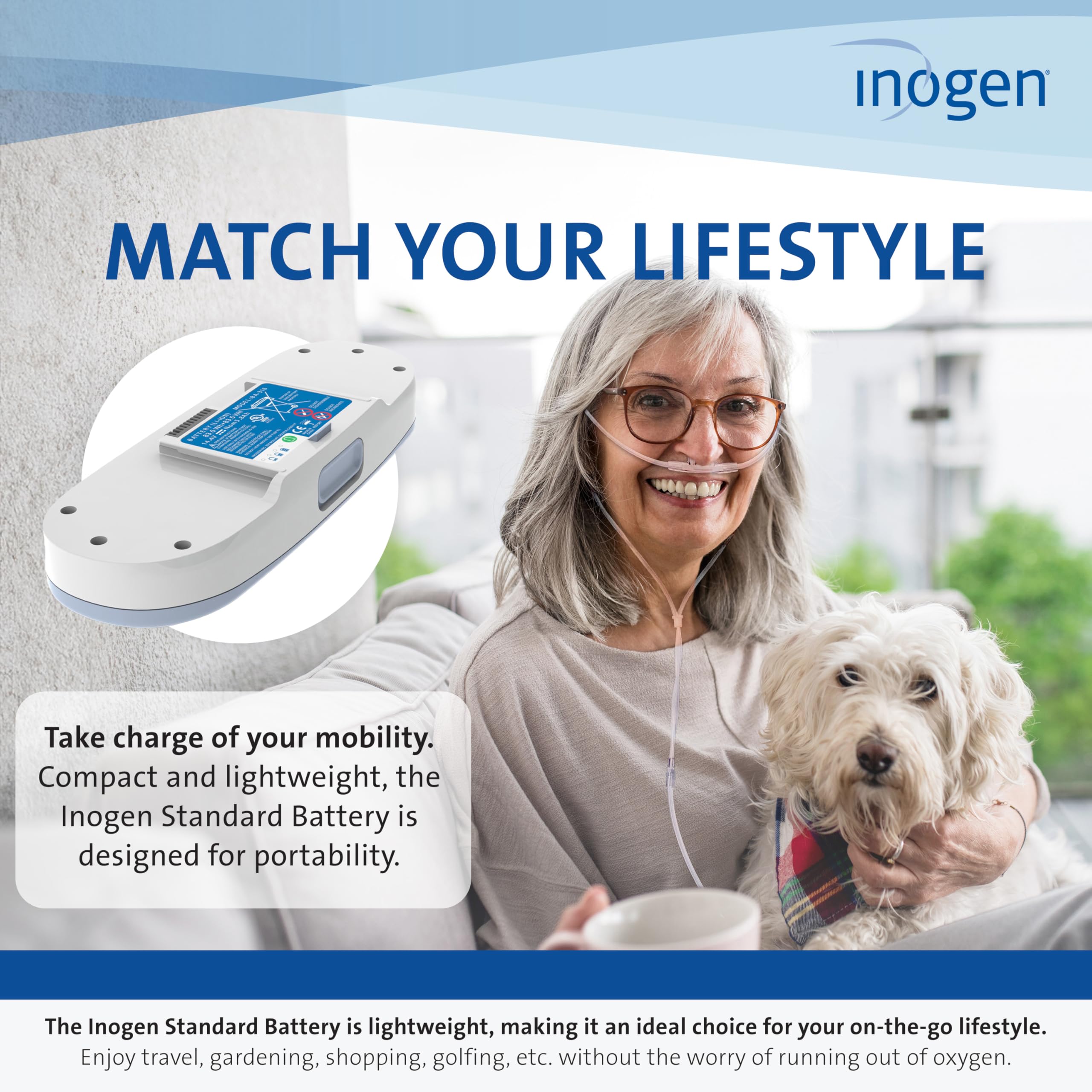 Inogen One G3 Standard (8-Cell) Battery - Portable Replacement Battery - Oxygen Accessory - for The Inogen One G3 β 1.3 lbs. β 8.75 x 3.0 x 1 in.