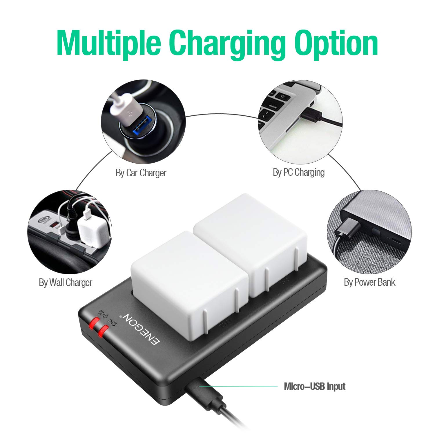 ENEGON Rechargeable Li-ion Battery(2 Pack) and Smart LED Dual Charger Kit ONLY for Arlo Ultra 2, Arlo Pro 3 Camera (VMA5400), NOT Compatible with Arlo Pro/Pro 2, Arlo Go
