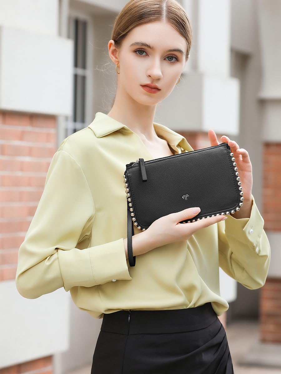 AFKOMST Small Clutch Purses for Women Summer Crossbody Bags and Straw Wristlet Handbags with Chain Strap