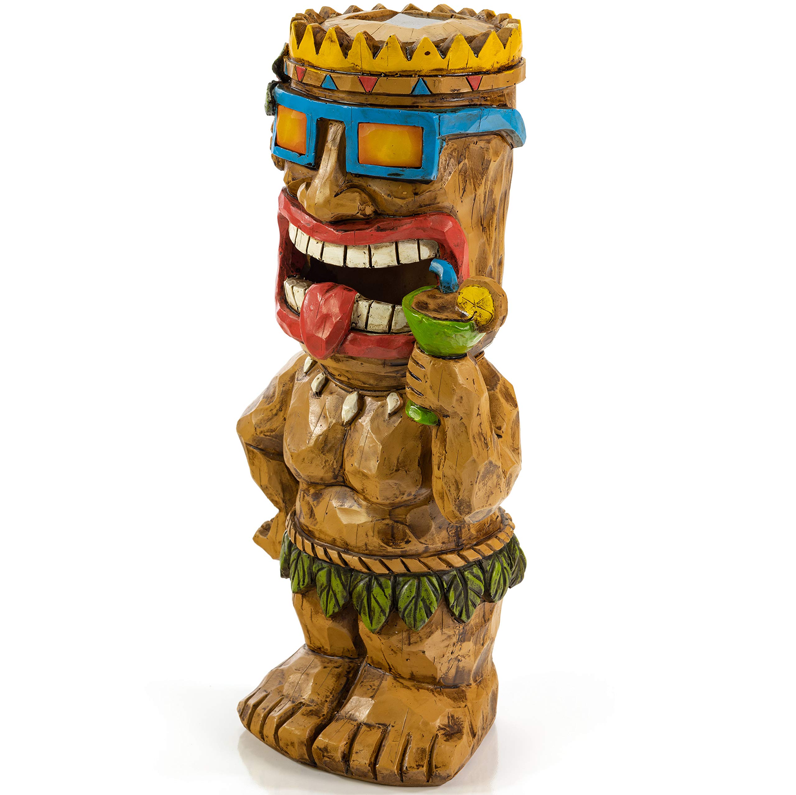 VP Home Triple Tiki Totem Party Time (Cocktail Tiki) Solar Powered LED Outdoor Decor Garden Light