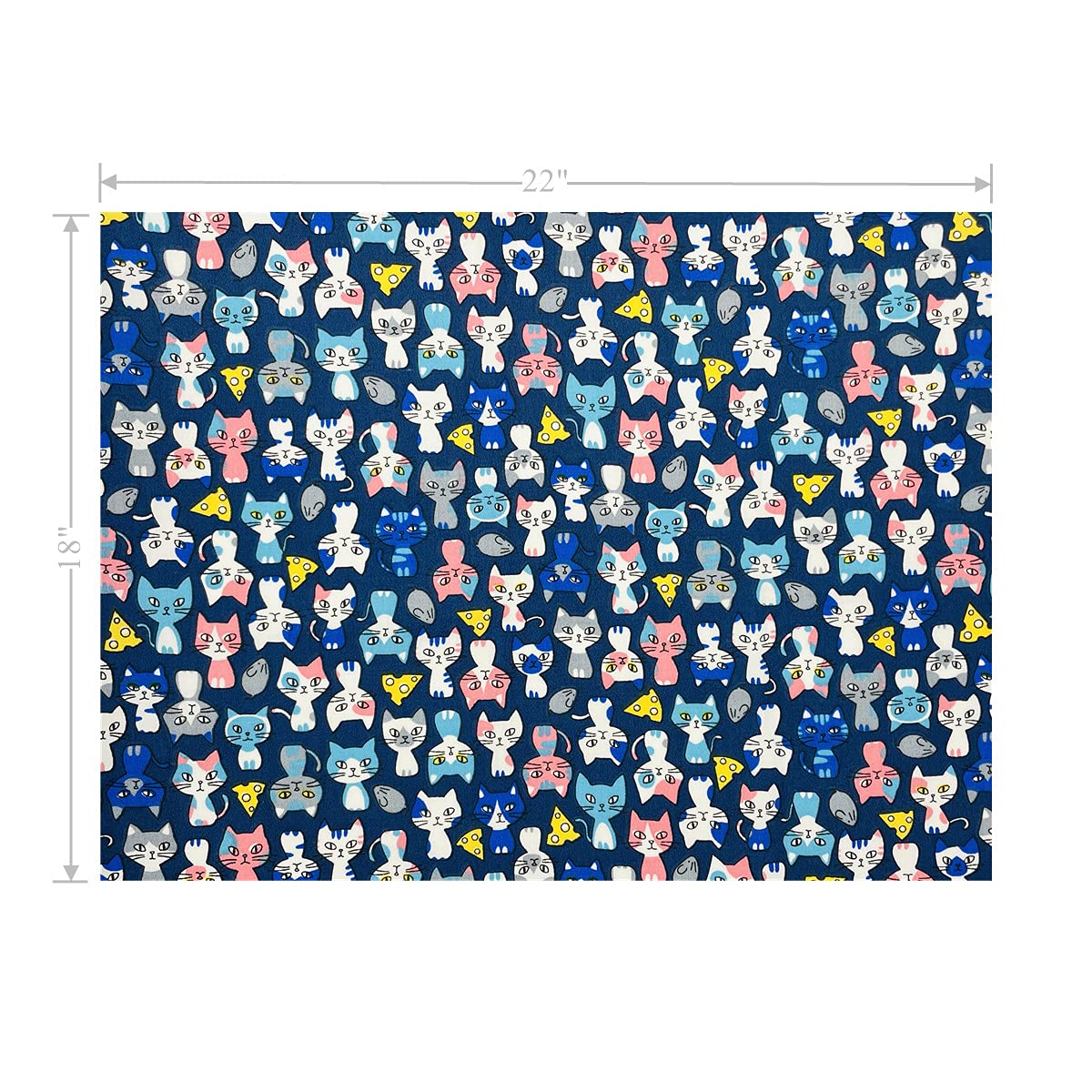Cat Fabric Fat Quarters Bundles Cute Animal Pattern Cotton Quilting Fabric for Sewing Crafting 18" x 22" (7pcs) SZRUIZFZ
