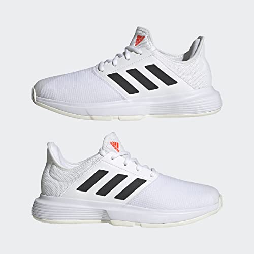 adidas Women's Gamecourt Tennis Shoe, White/Black/Solar Red, 11