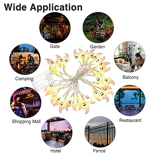 FORRADER Ghost String Lights Decor 15 ft 0.5W LED Lights , Battery Powered with 2 Modes, Halloween Decorations Outdoor & Indoor for Home/Garden/Carnival/Festivals