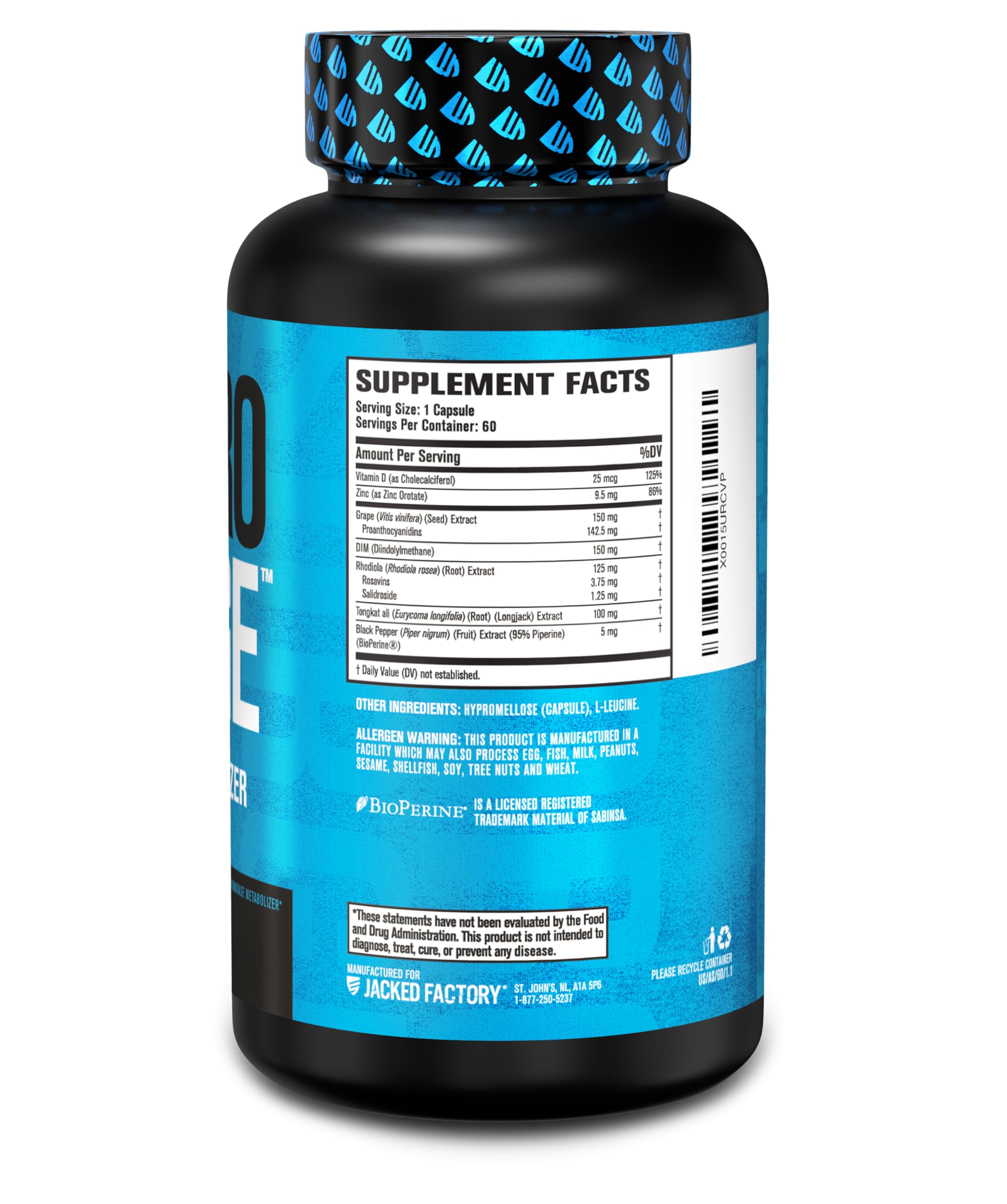 Androsurge Estrogen Blocker for Men - Natural Muscle Builder for Men with DIM, Long Jack, & Grape Seed Extract for Increased Vitality & Performance - 60 Veggie Pills