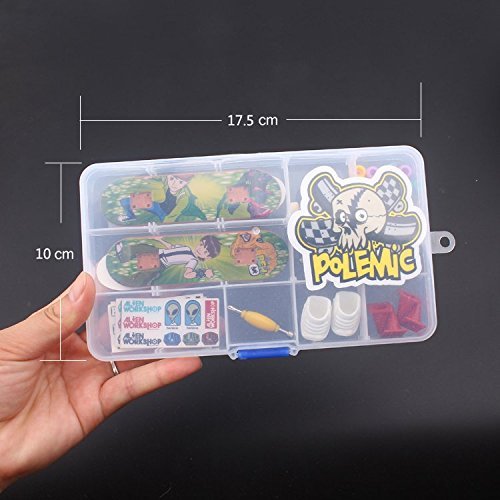 Fanci ABS Finger Skateboard Set Double Rocker DIY Mini Finger Boarding Toy with Storage Box