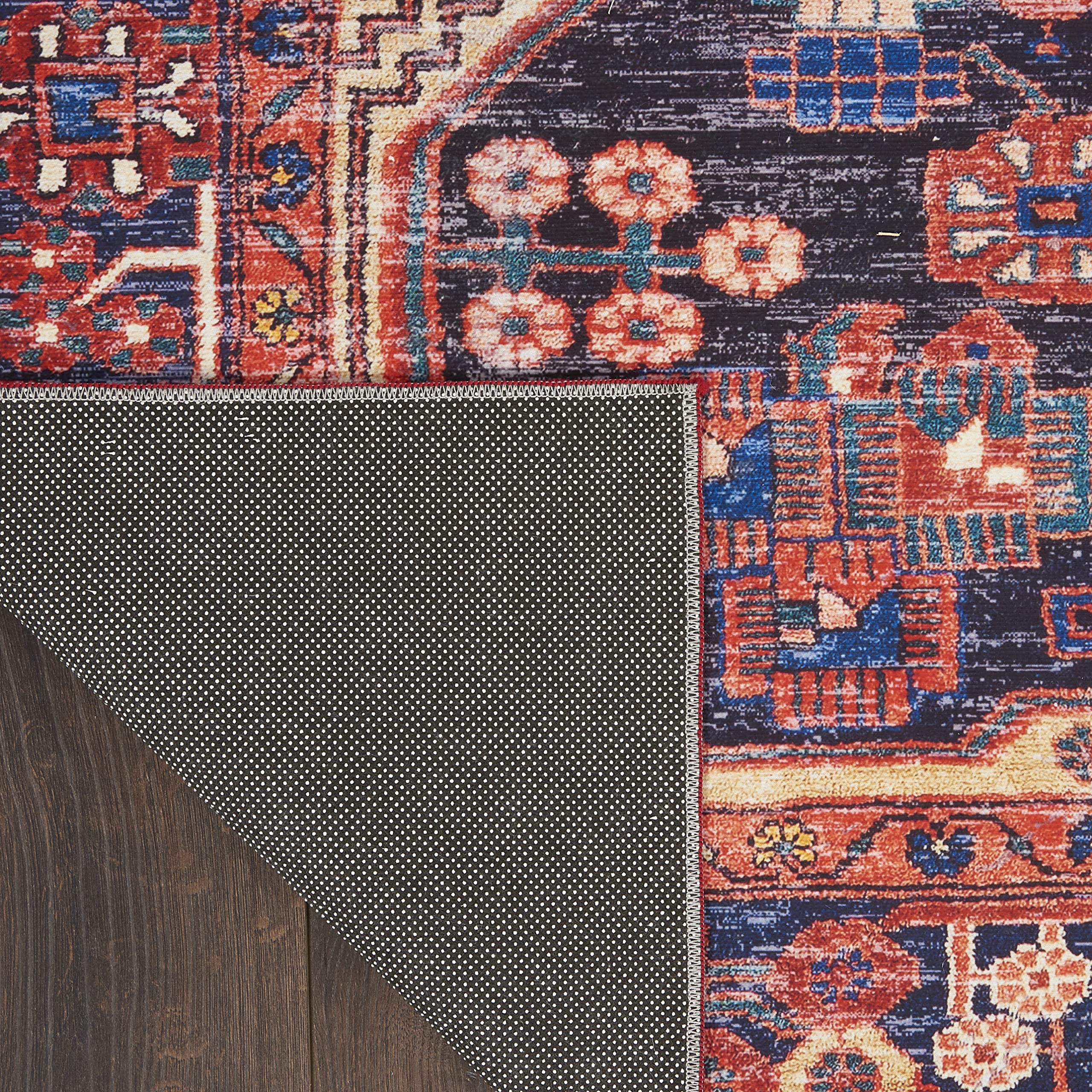 Nourison Fulton Traditional Red 5' x 7' Area Rug, Easy-Cleaning, Non Shedding, Bed Room, Living Room, Dining Room, Kitchen (5x7)