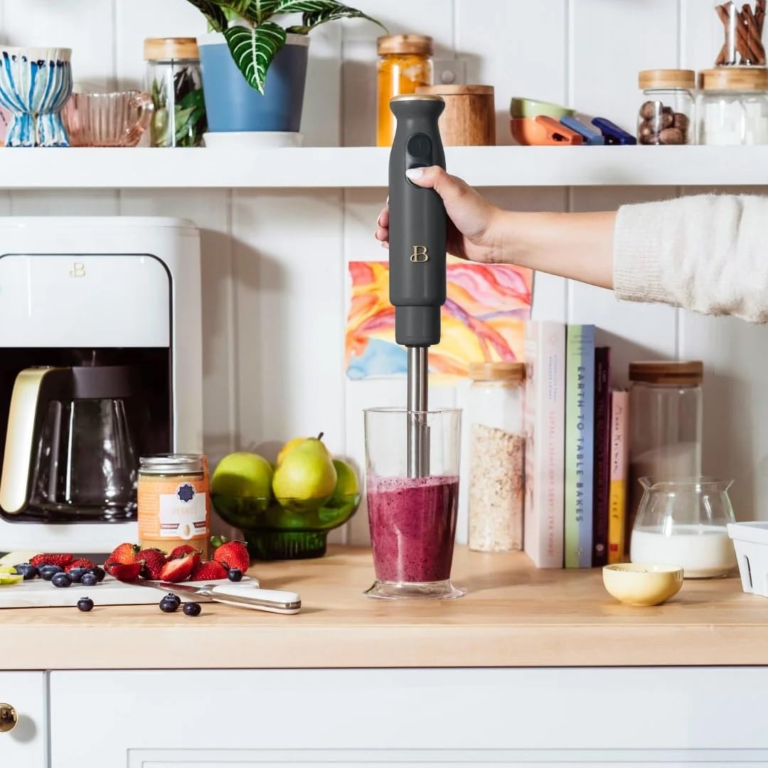 Beautiful 2-Speed Immersion Blender with Chopper & Measuring Cup by Drew Barrymore (Lavender)