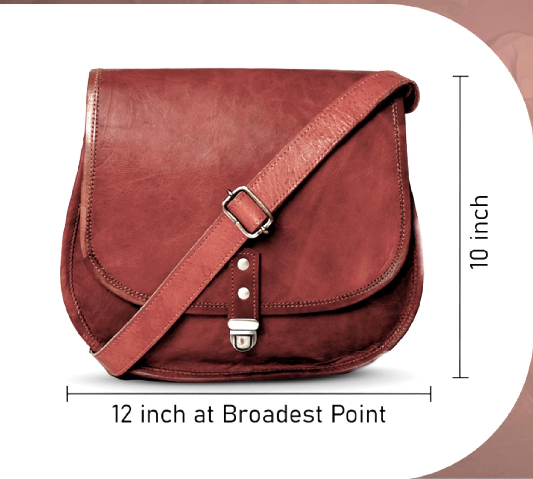 Firu-Handmade 12 inches Vintage Style Brown Leather Crossbody Bag Messenger Satchel Tablet Bag for Men and Women
