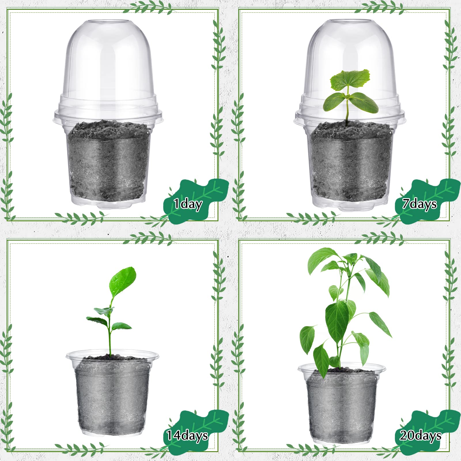 96 Packs Clear Plant Pot Container 3.5/4/5 Inch Transparent Plastic Pots Clear Planter with 100 Pcs Plant Labels Reinforced Clear Nursery Pots with Humidity Dome Seed Starter Pots for Flower Seedlings