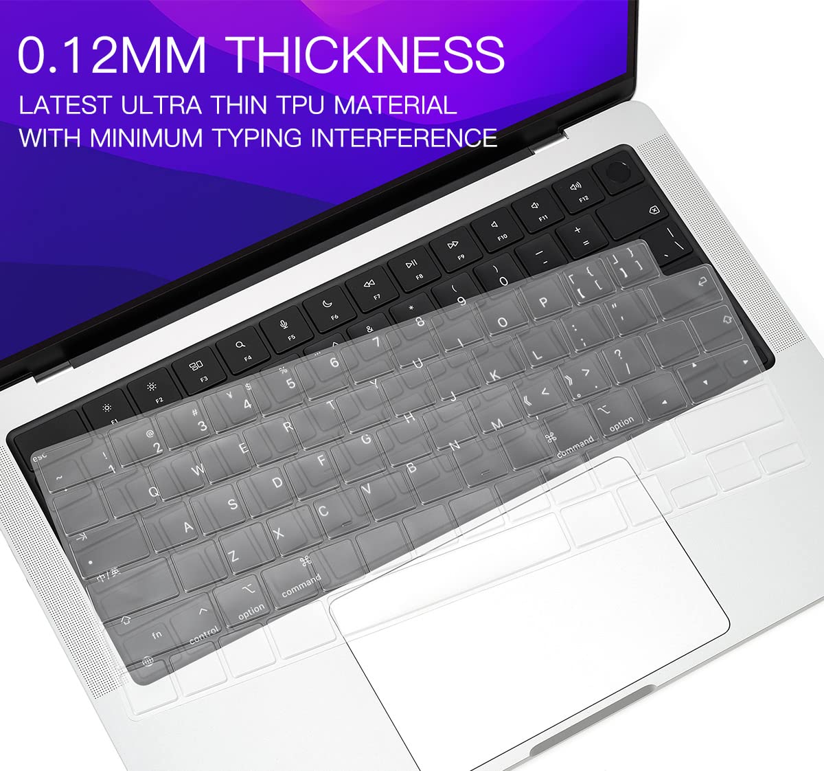 CaseBuy Premium Keyboard Cover for M2 M3 MacBook Air 15 inch A2941 A3114, M2 M3 MacBook Air 13.6" A2681 A3113, 2024 2023 2022 2021 MacBook Pro 14" 16" M4 M3 M2 M1 Chip Pro/Max, US ANSI Layout