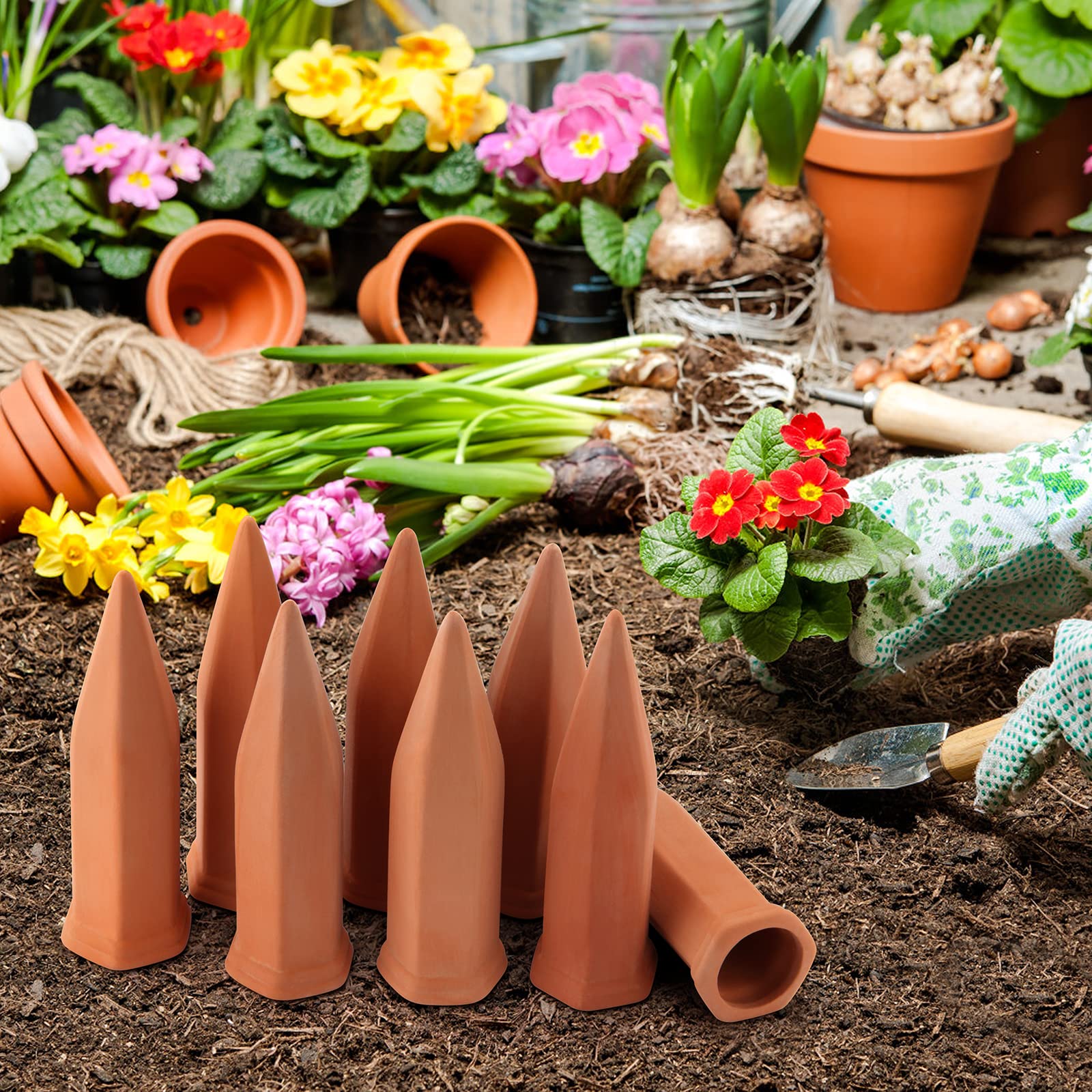 APPD Terracotta Watering Stakes15 Pack Automatic Plants Watering Devices Terracotta Self Watering Spikes for Wine Bottles Great for Indoor & Outdoor Plants