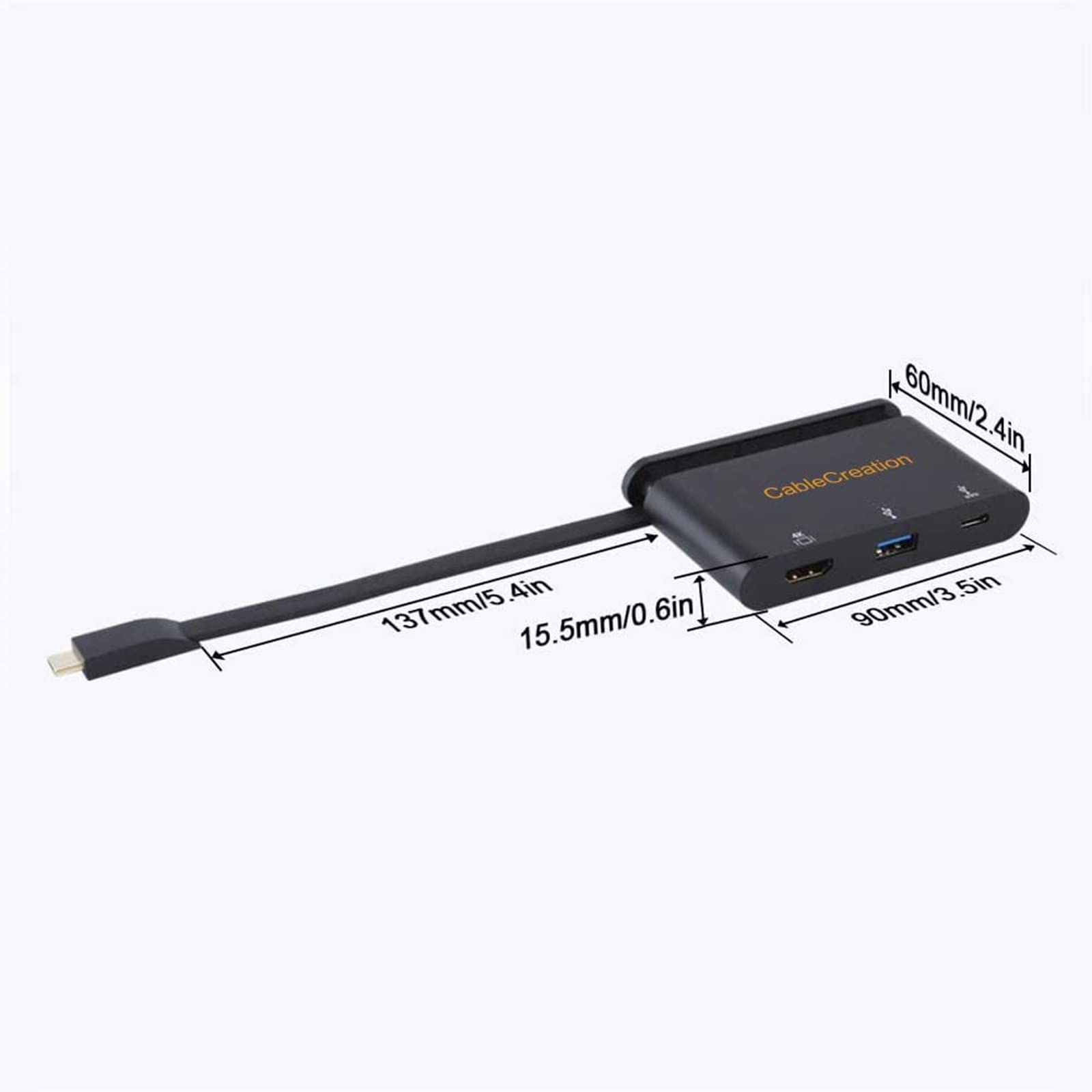 USB C to HDMI with Charging, CableCreation 3 in 1 Type C to HDMI, USB 3.0, USB C Power Port Adapter Thunderbolt 3 Compatible, Work with Macbook Pro 2019 2018, iPad Pro 2019 2019, surface Book 2,XPS 13